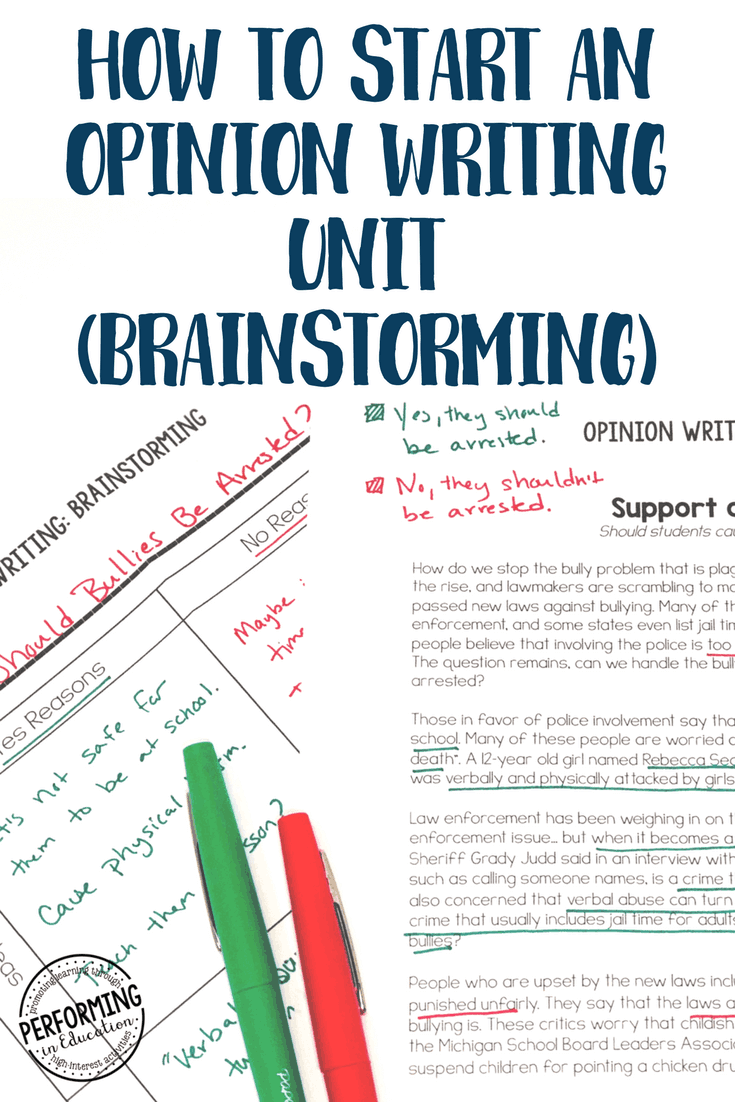Opinion Writing Brainstorming Performing In Education Opinion Writing Brainstorming Performing In Education